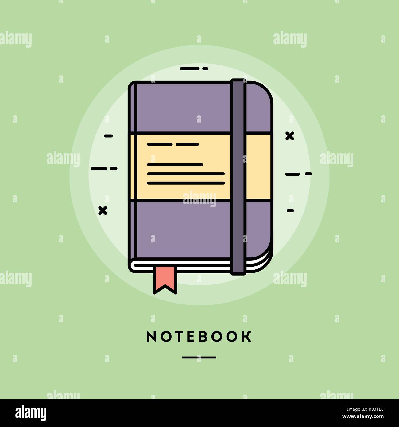 Notebook, flat design thin line banner Stock Vector Image & Art - Alamy