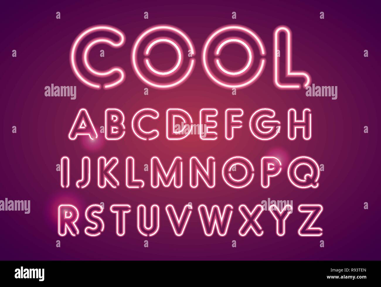 Neon illuminated light alphabet vector set Stock Vector Image & Art - Alamy