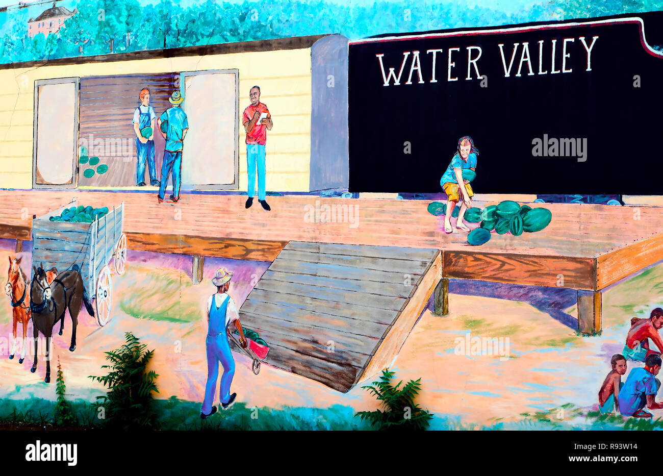 A watermelon mural in downtown Water Valley, Mississippi pays homage to ...