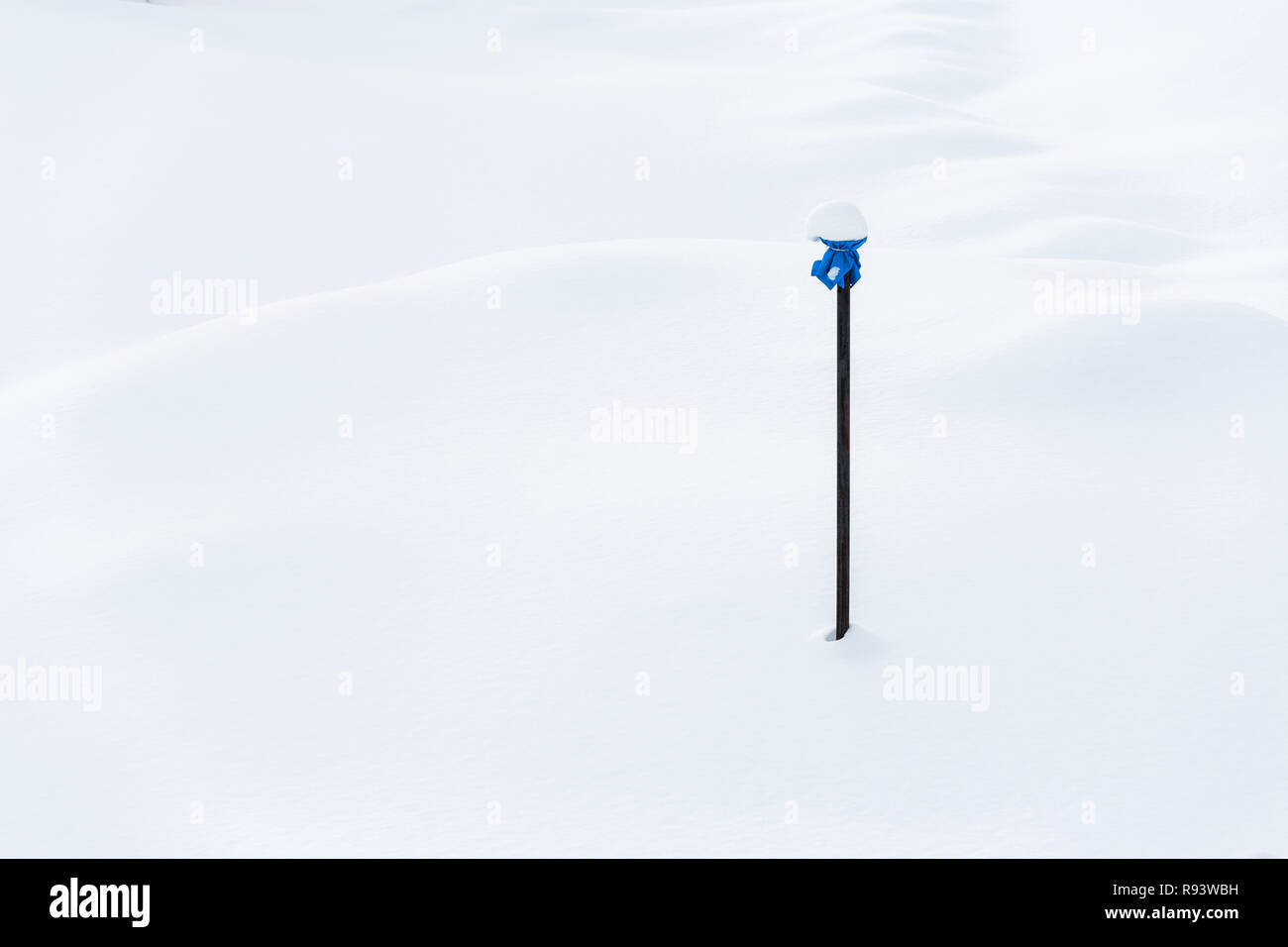 Snow level poles on the slopes of Mount Annupuri in Niseko. Hokkaido ...