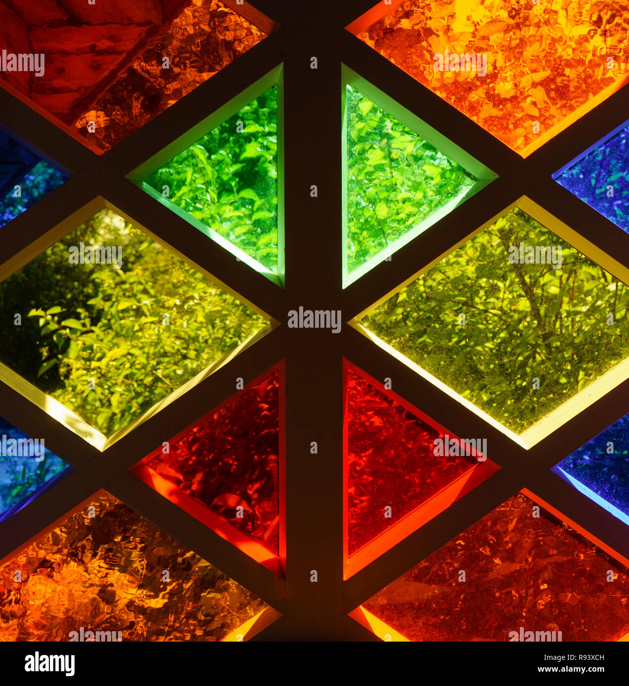 stained glass window of colored glass Stock Photo - Alamy