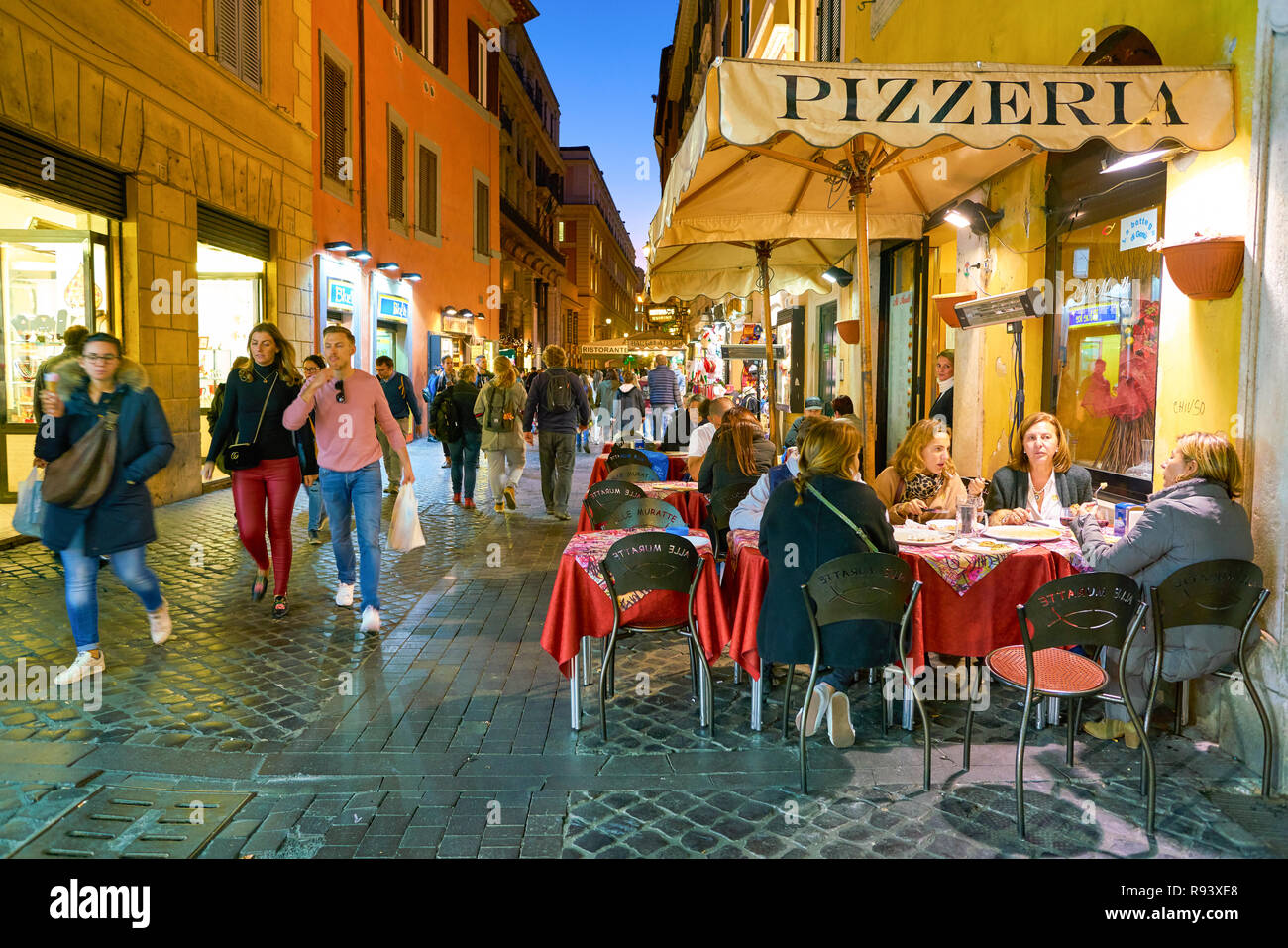 ROME, ITALY - CIRCA NOVEMBER, 2017: people eat at restaurant in Rome ...