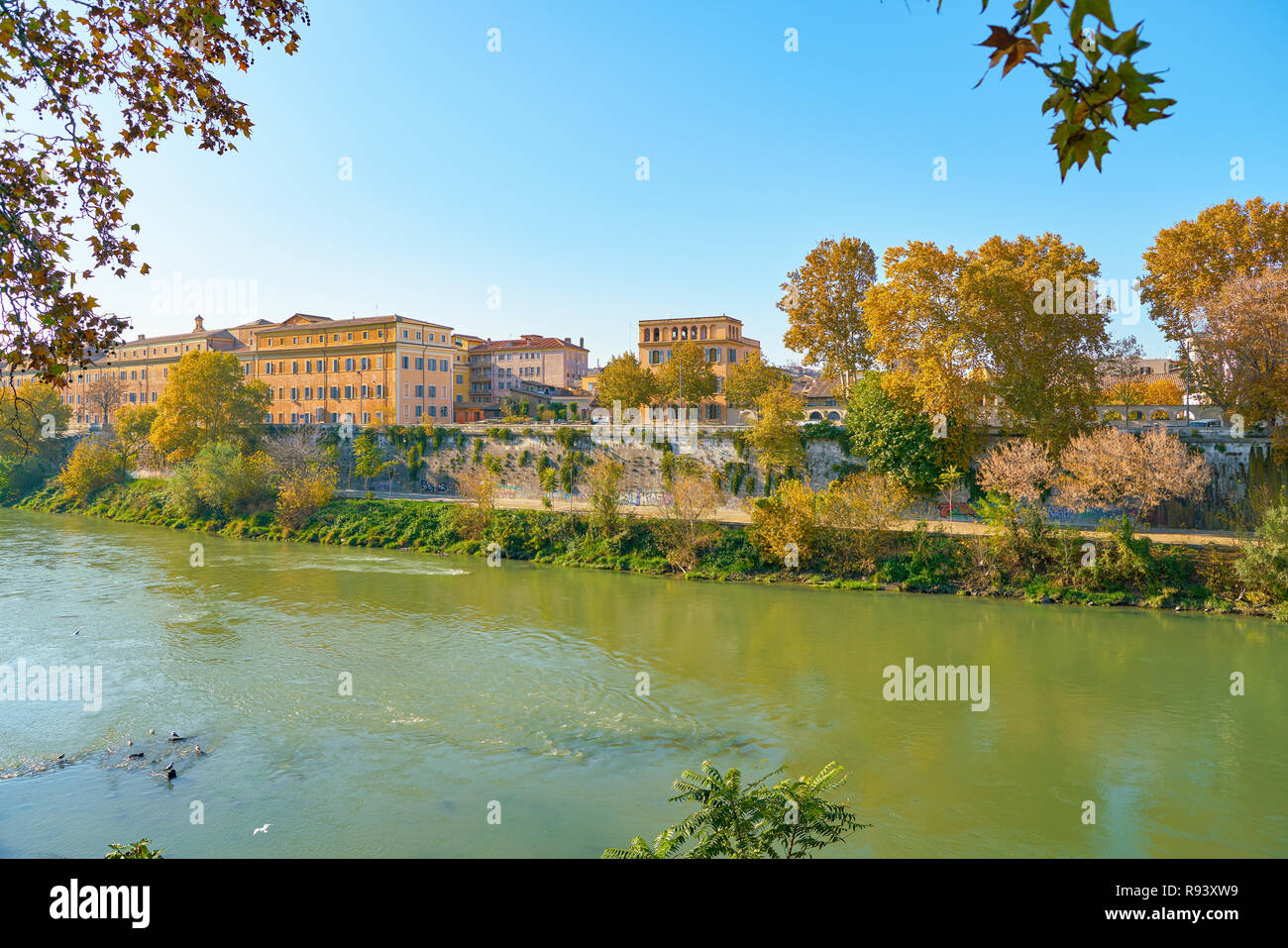 ROME, ITALY - CIRCA NOVEMBER, 2017: view of Tiber riverside and ...