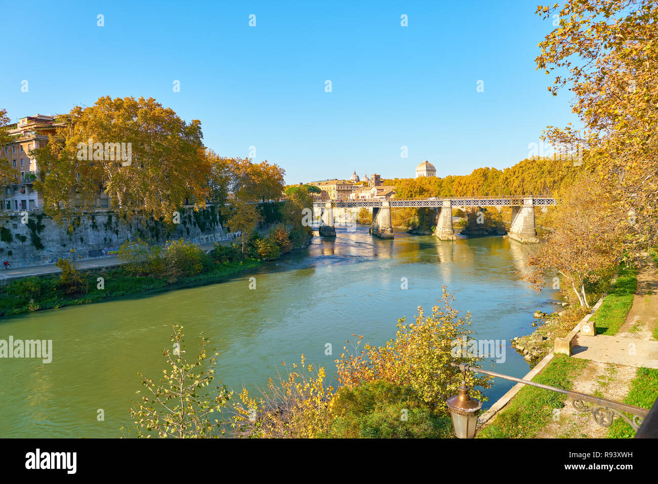 ROME, ITALY - CIRCA NOVEMBER, 2017: view of Tiber riverside and ...