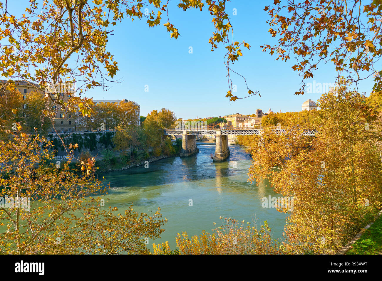 ROME, ITALY - CIRCA NOVEMBER, 2017: view of Tiber riverside and ...