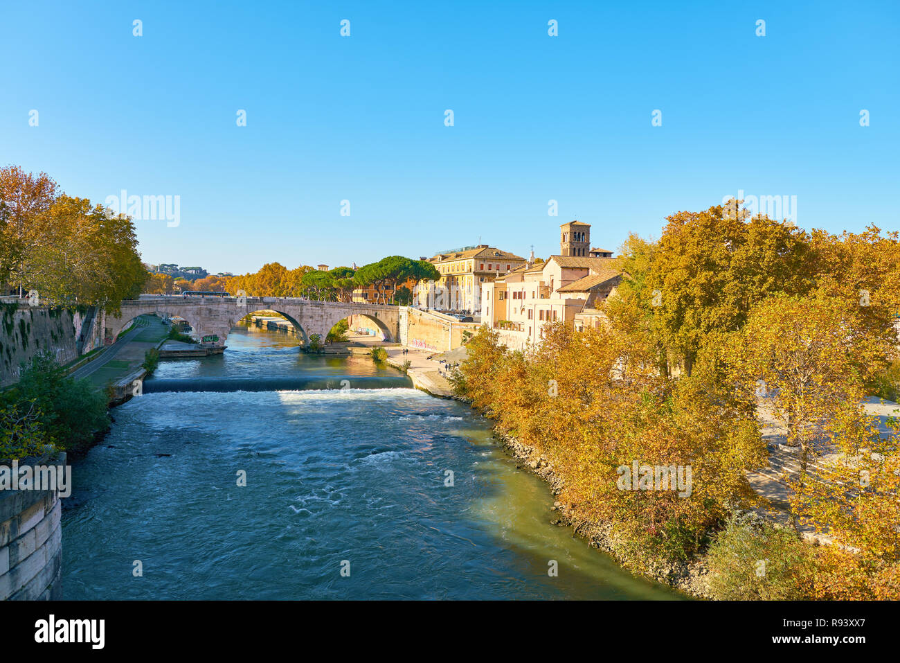 ROME, ITALY - CIRCA NOVEMBER, 2017: view of Tiber riverside and ...