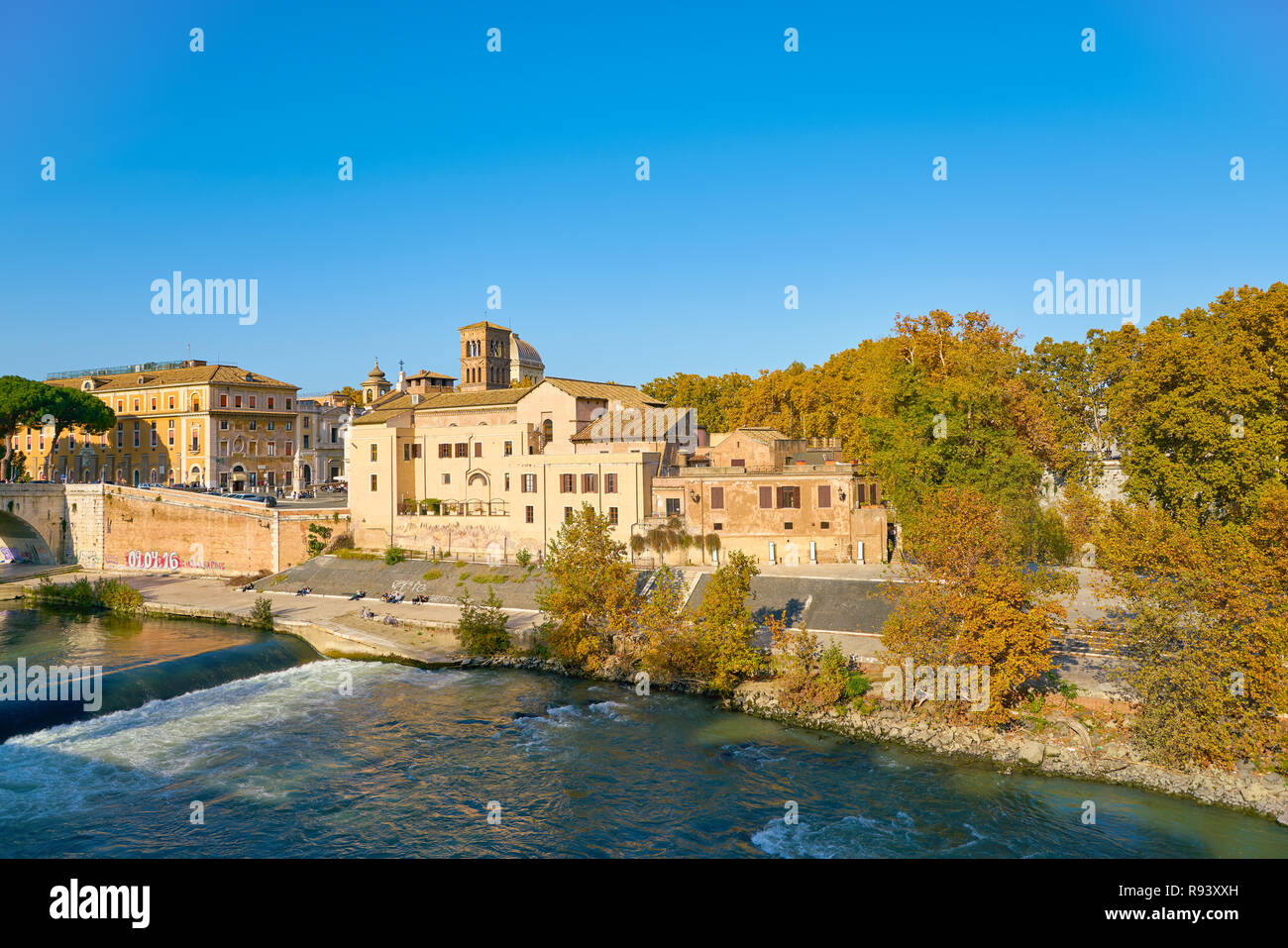 ROME, ITALY - CIRCA NOVEMBER, 2017: view of Tiber riverside and ...