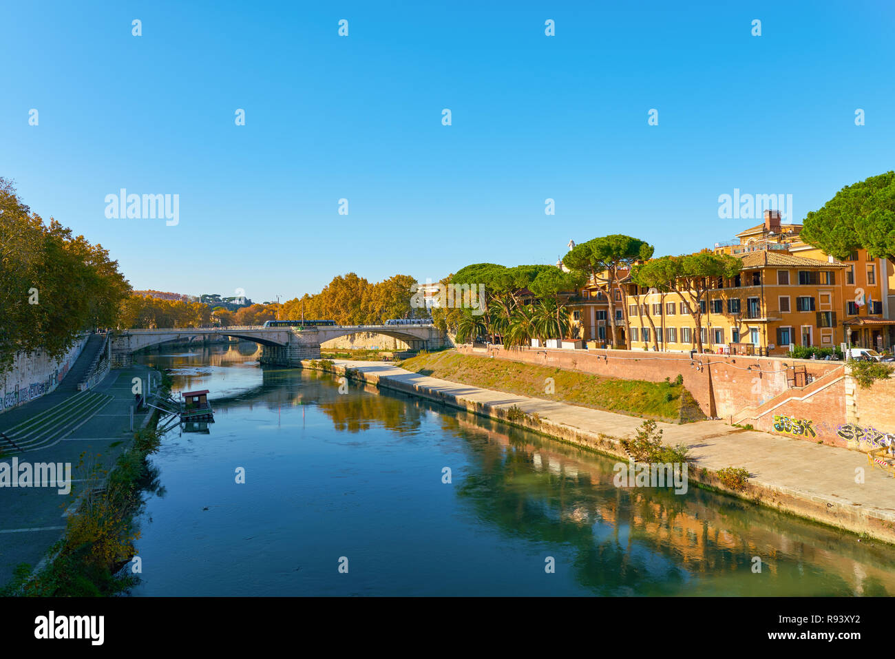 ROME, ITALY - CIRCA NOVEMBER, 2017: view of Tiber riverside and ...