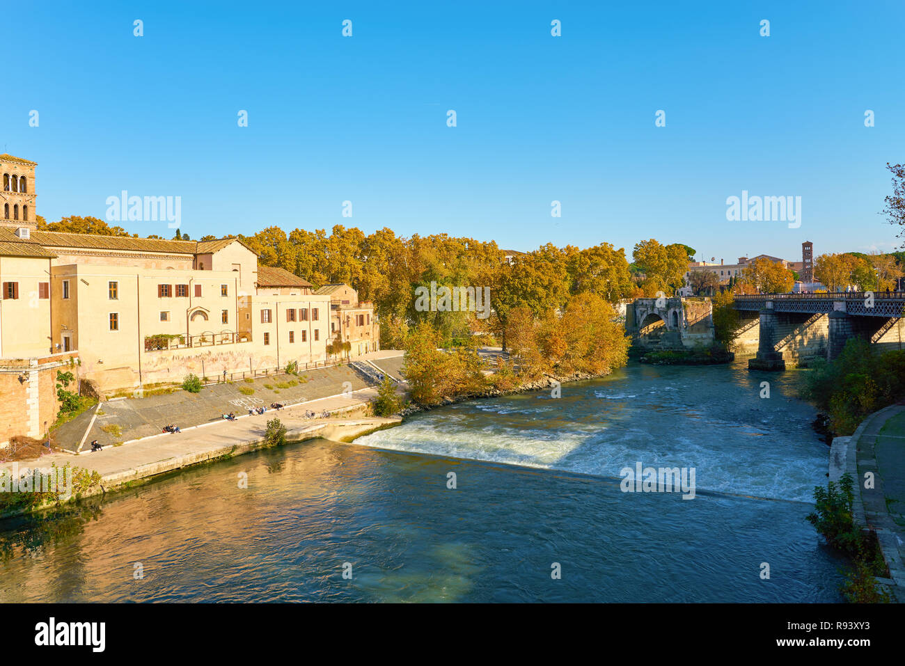 ROME, ITALY - CIRCA NOVEMBER, 2017: view of Tiber riverside and ...