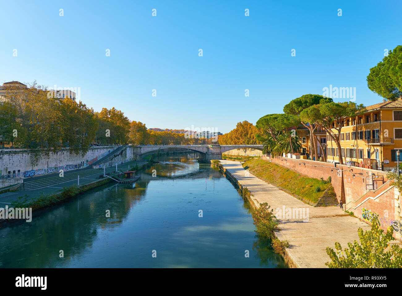 ROME, ITALY - CIRCA NOVEMBER, 2017: view of Tiber riverside and ...