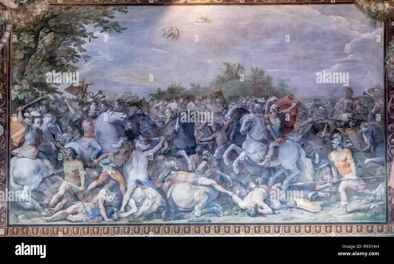 A fresco of the battle between Horatii and Curiatii, Hall of Horatii ...