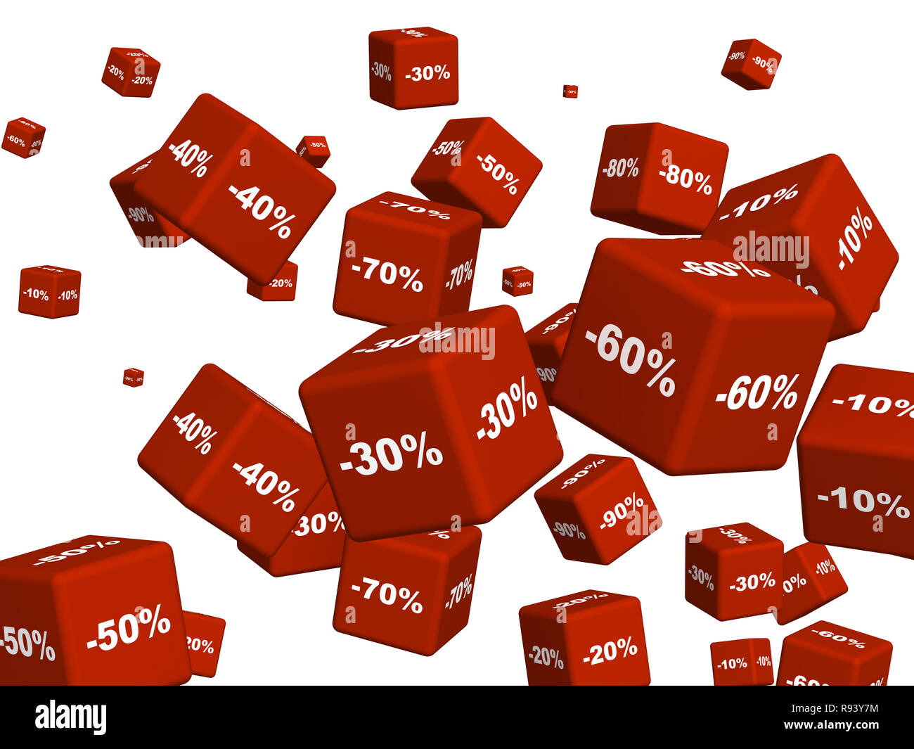 Red boxes with the goods at a discount. Objects over white Stock Photo ...