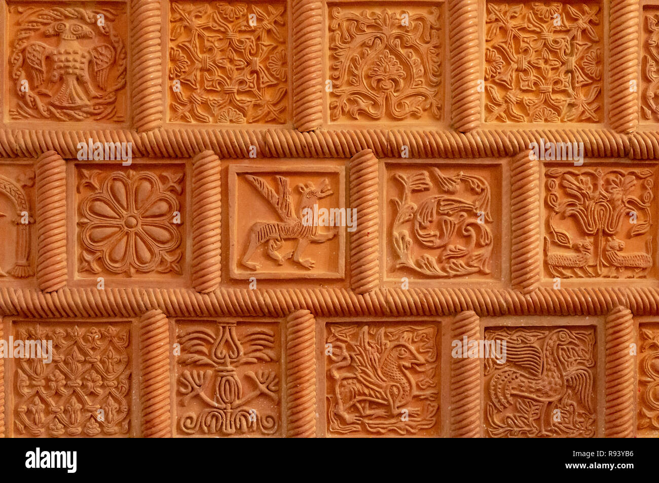 Traditional russian ornament on clay oven tiles Stock Photo - Alamy