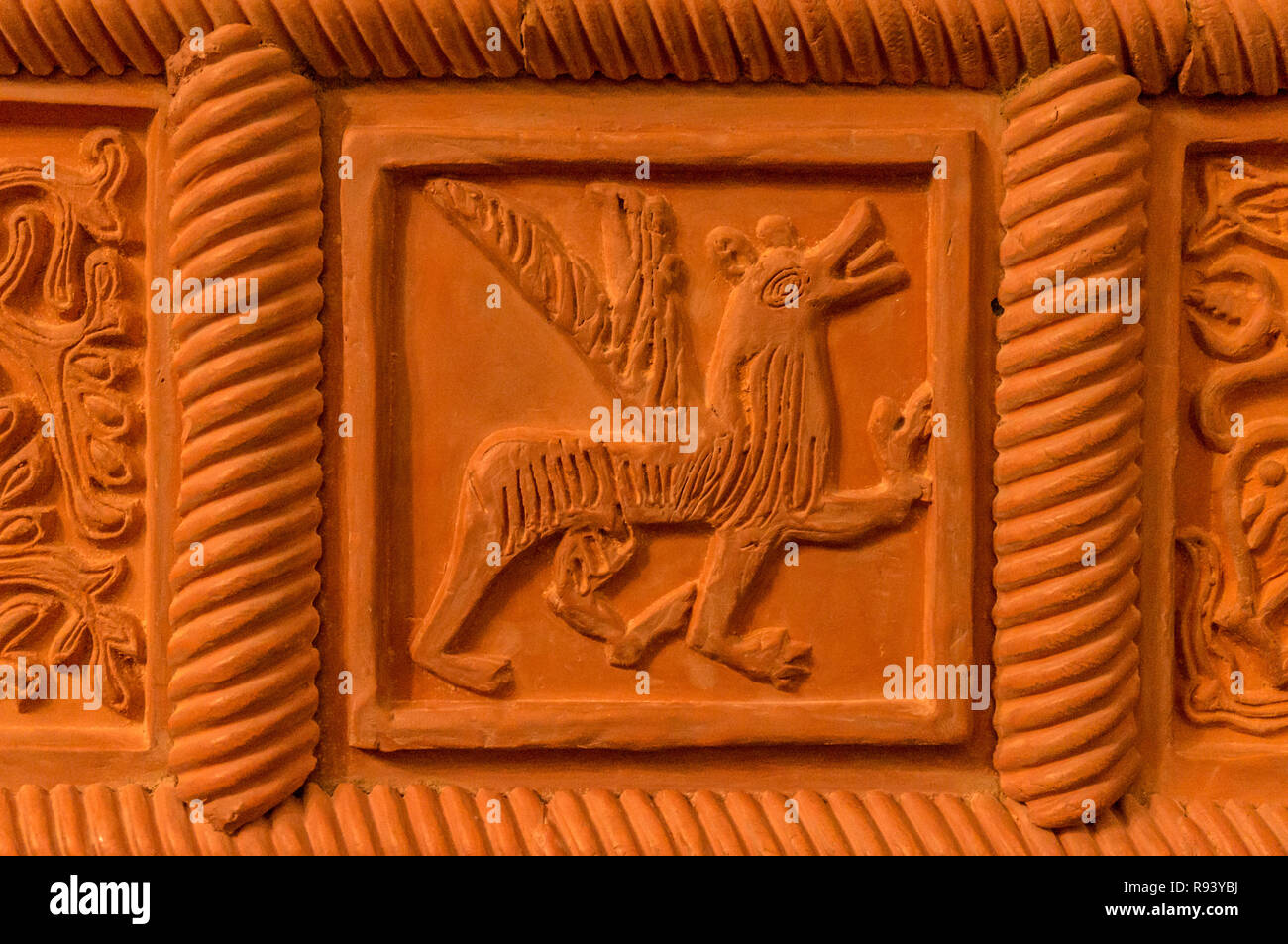 Traditional russian ornament on clay oven tiles Stock Photo - Alamy