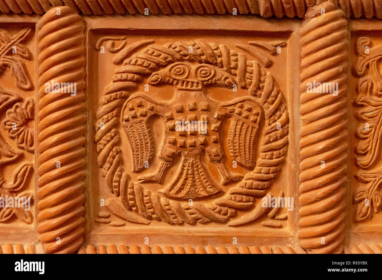 Traditional russian ornament on clay oven tiles Stock Photo - Alamy