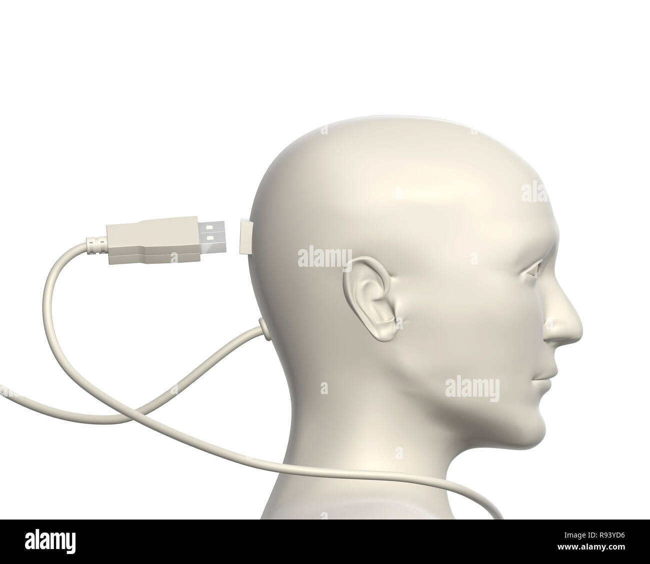 USB cable and human head Stock Photo - Alamy