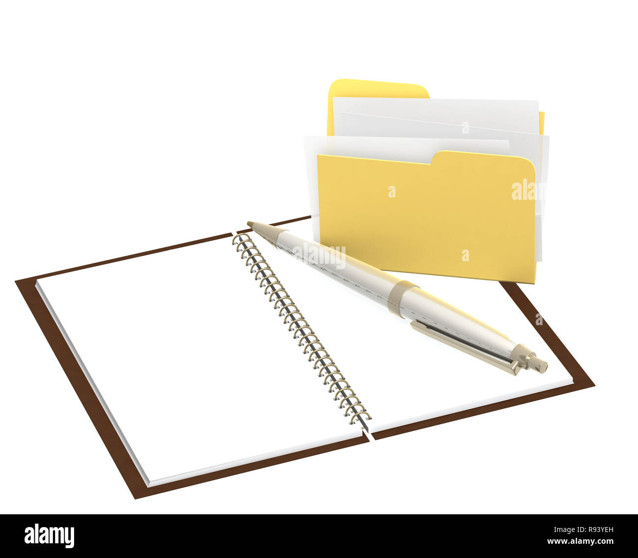 Folder and notebook - isolated over white Stock Photo - Alamy