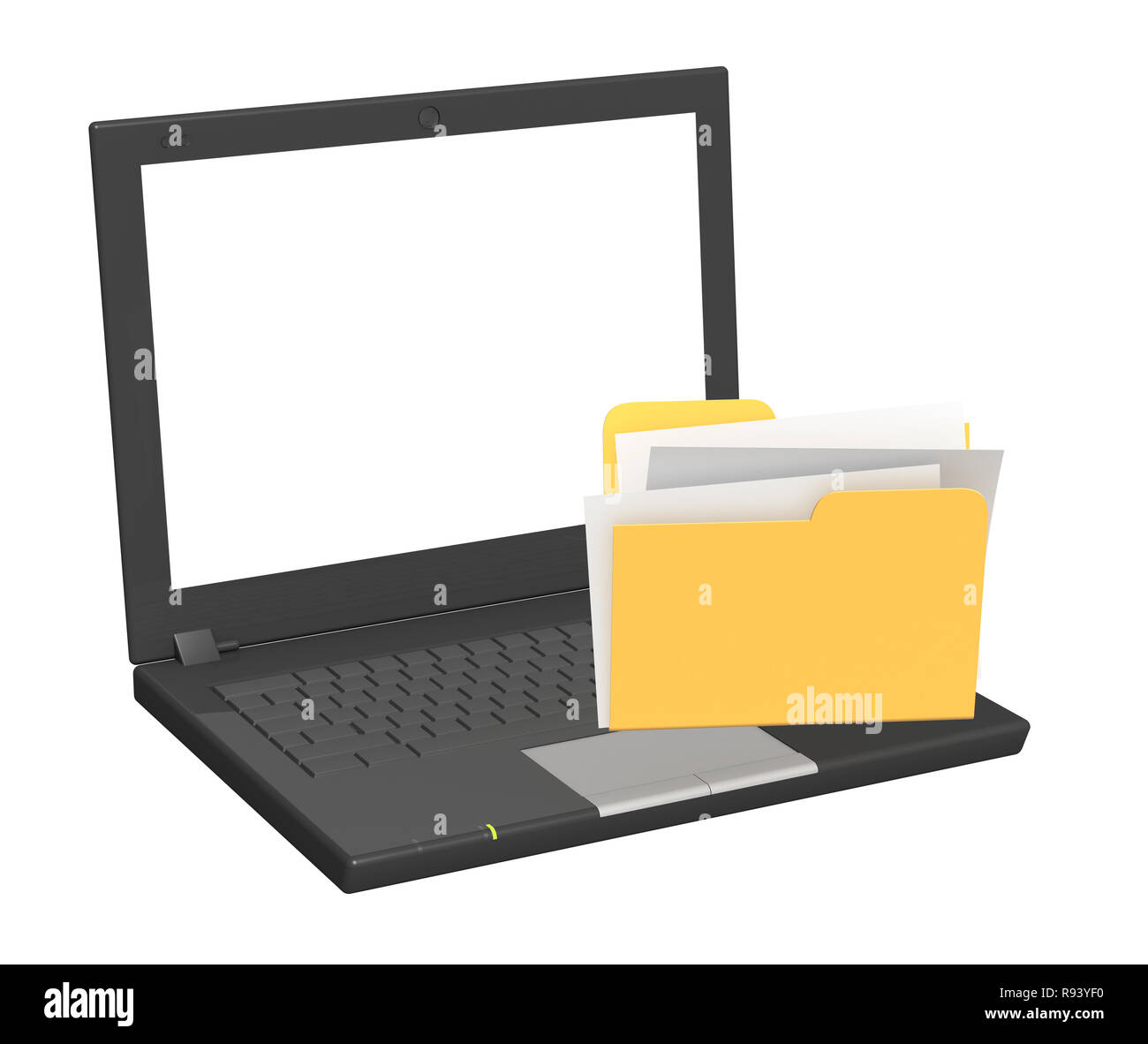 Laptop and folder - isolated over white Stock Photo - Alamy