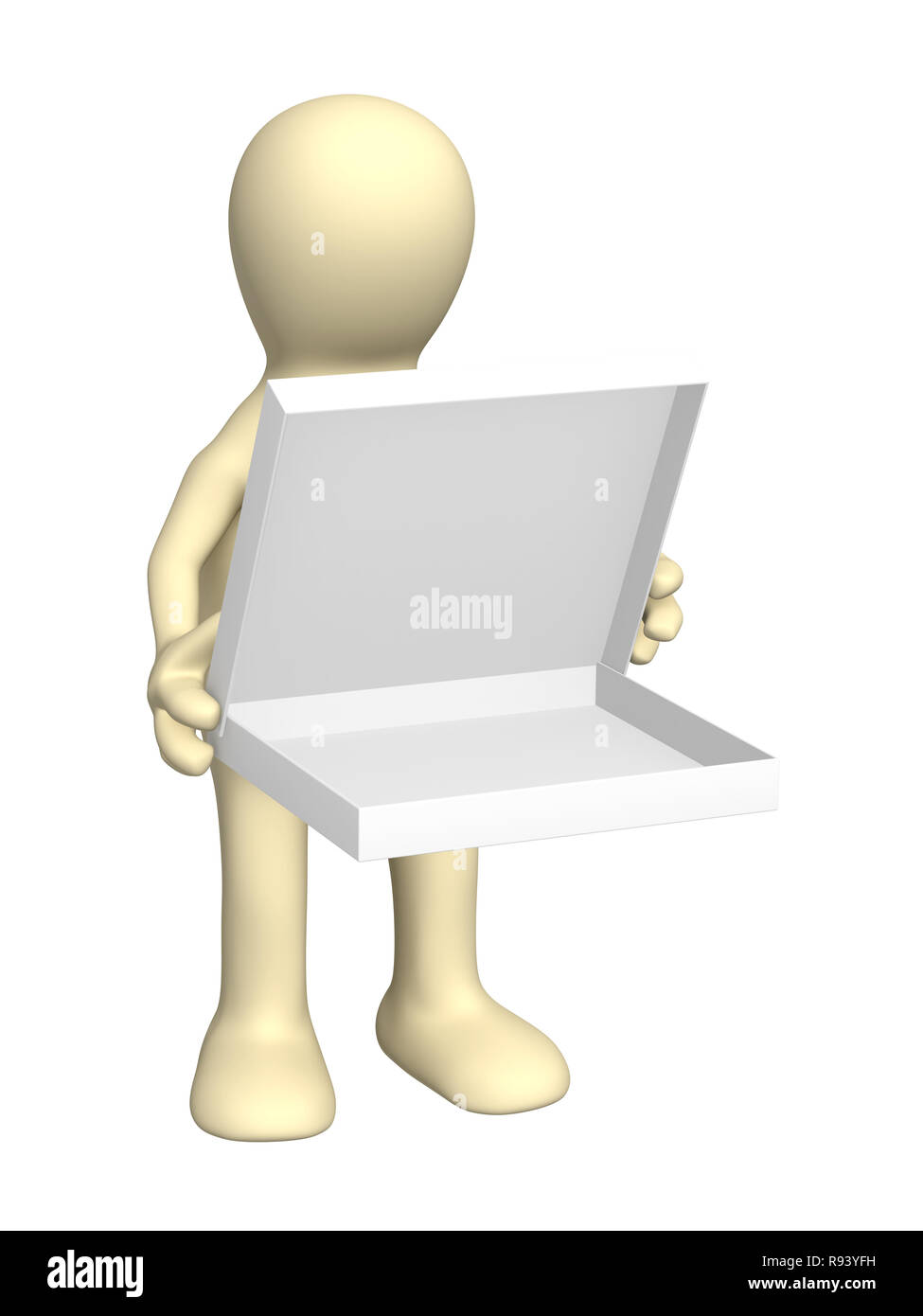 3d puppet with empty opened box Stock Photo - Alamy