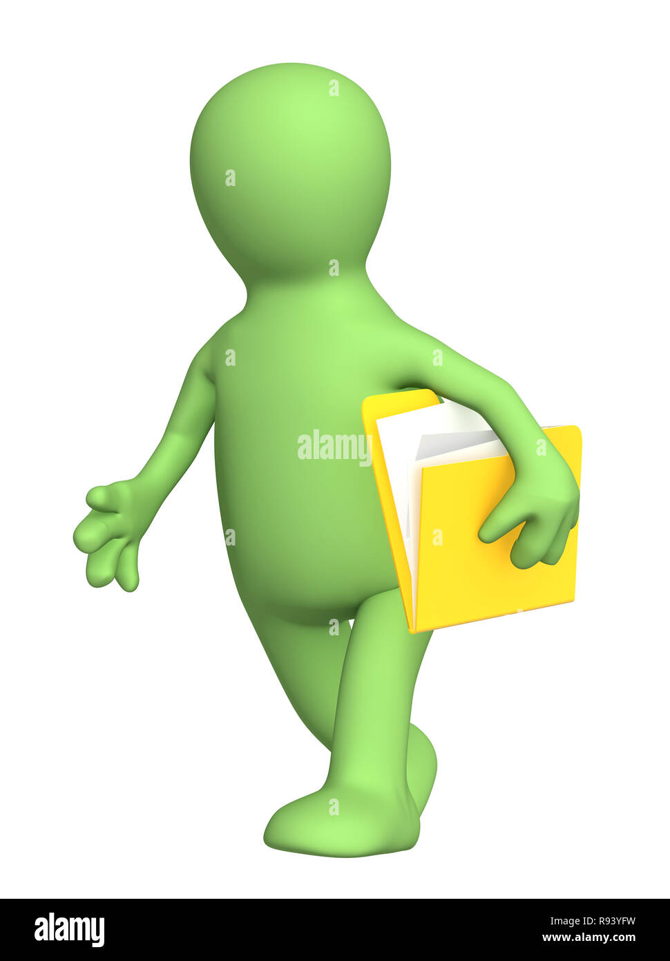 3D puppet with folder - over white Stock Photo - Alamy