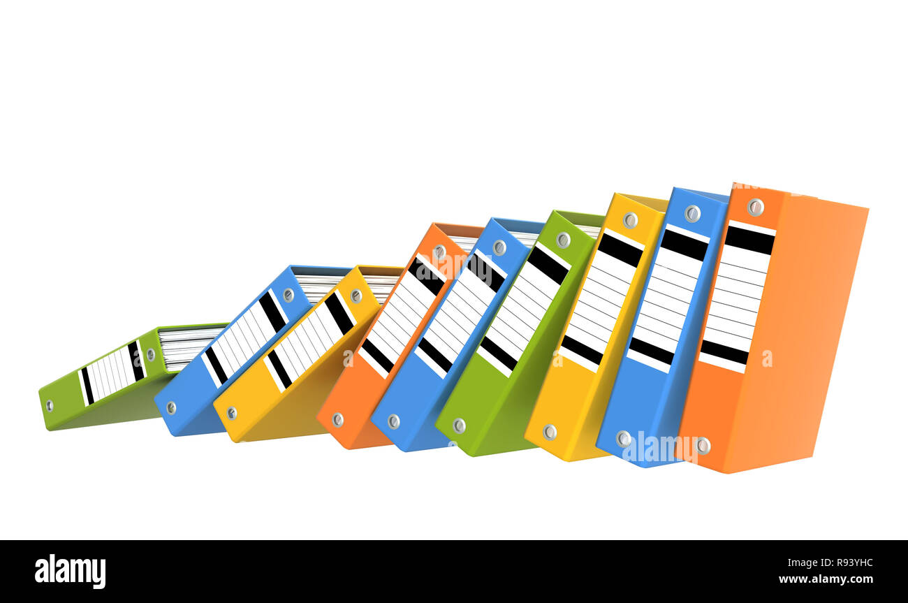 Falling folders - isolated over white Stock Photo - Alamy
