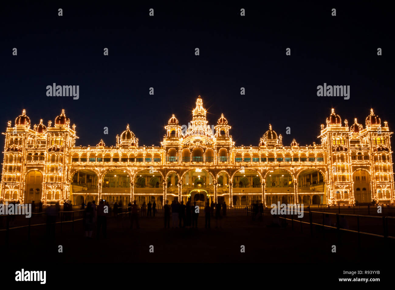 Mysore Palace lighting during night at Mysore, Karnataka, India Stock ...