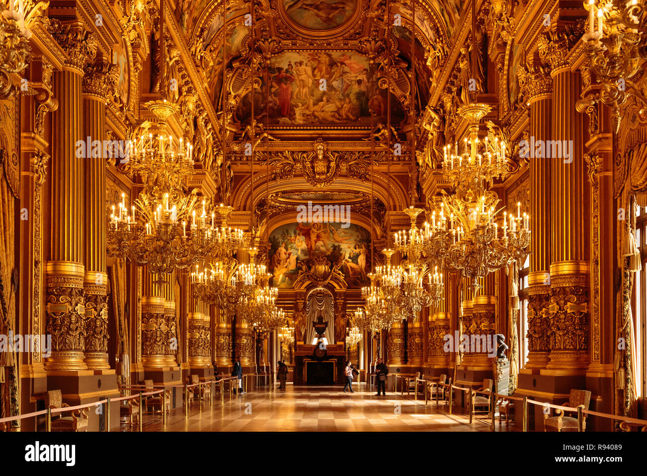Paris, France, March 31 2017: Interior view of the Opera National de ...