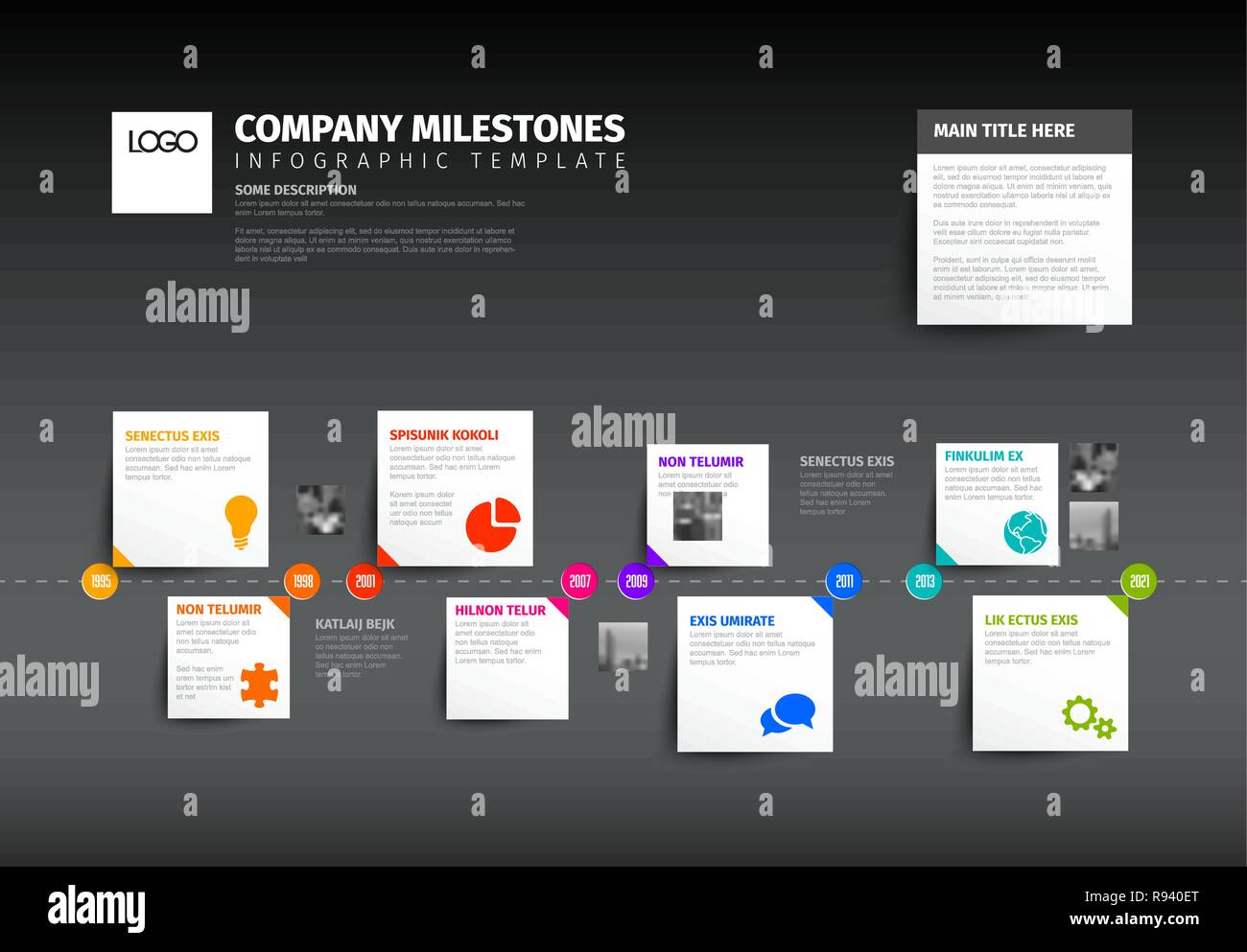 Vector Infographic time report template with horizontal timeline, icons ...
