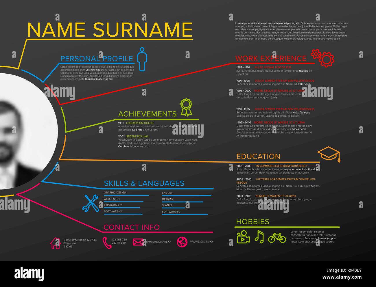Vector original minimalist cv / resume template with profile photo ...