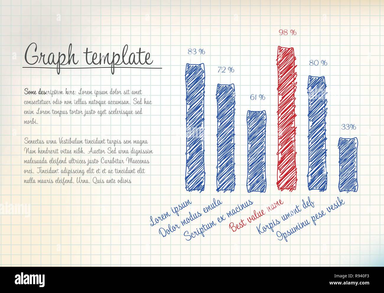 Vector statistics handdrawn column vertical graph template for your ...