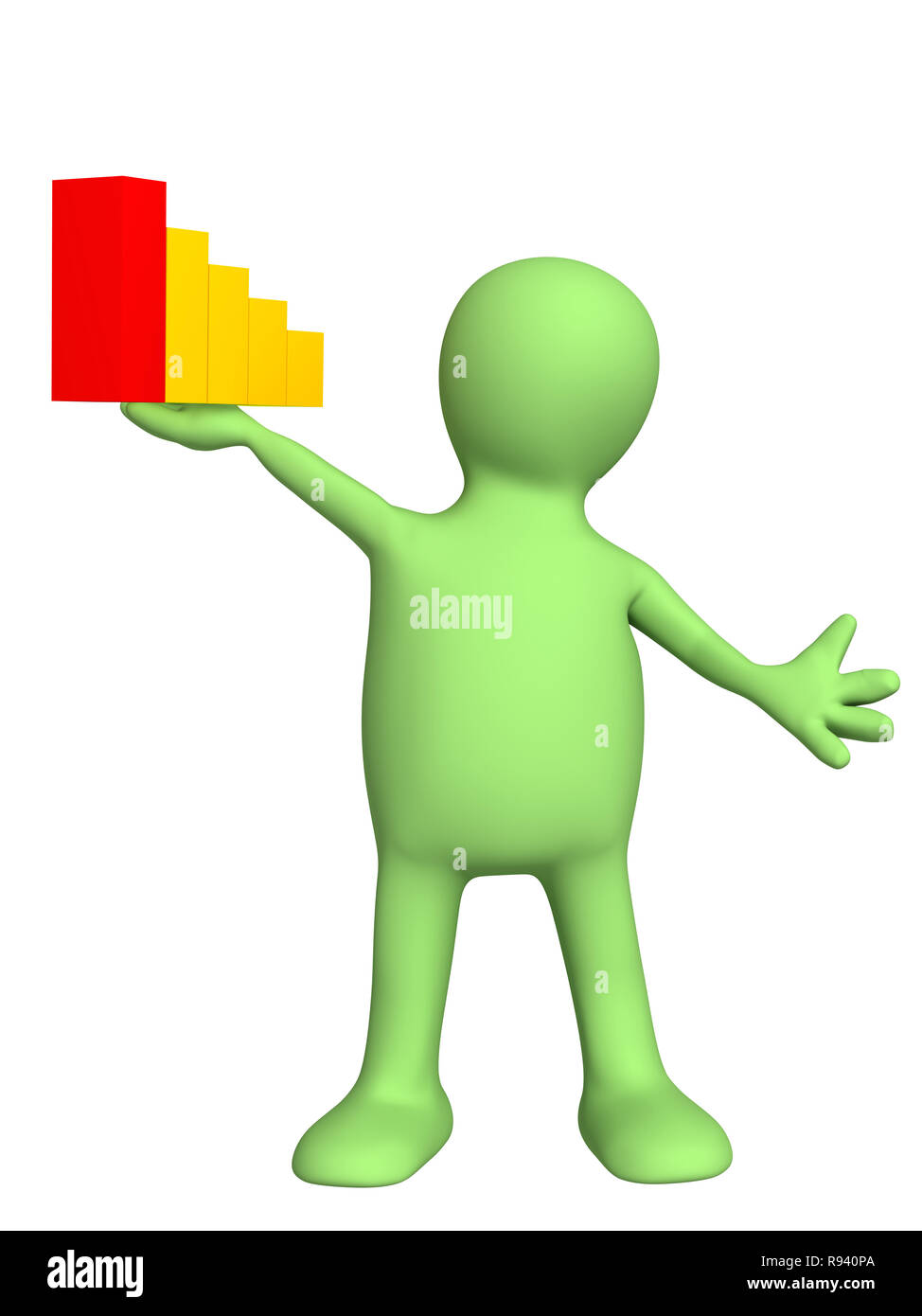 3d puppet with diagram. Isolated over white Stock Photo - Alamy