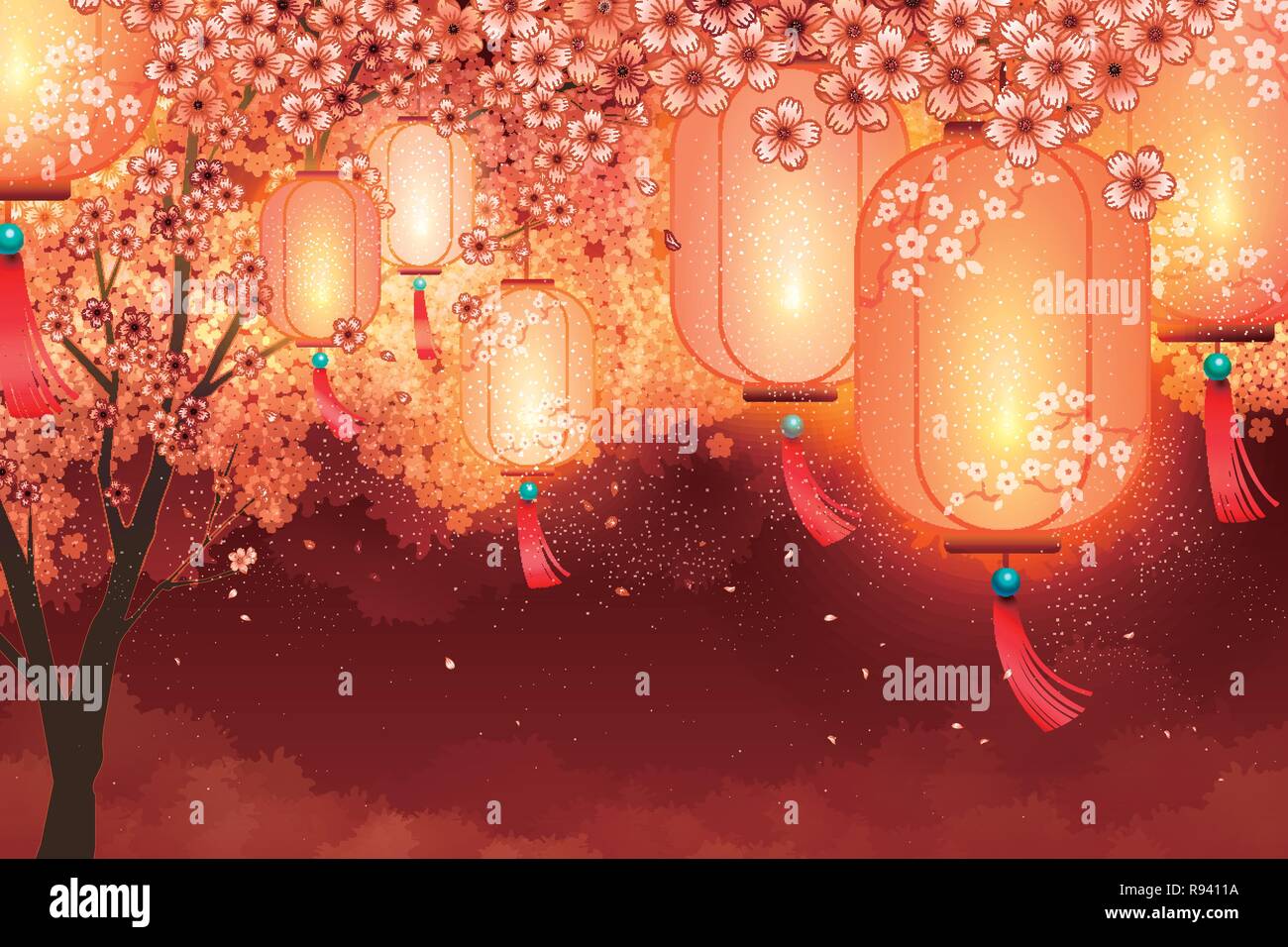 Scenery Wallpaper And Lanterns