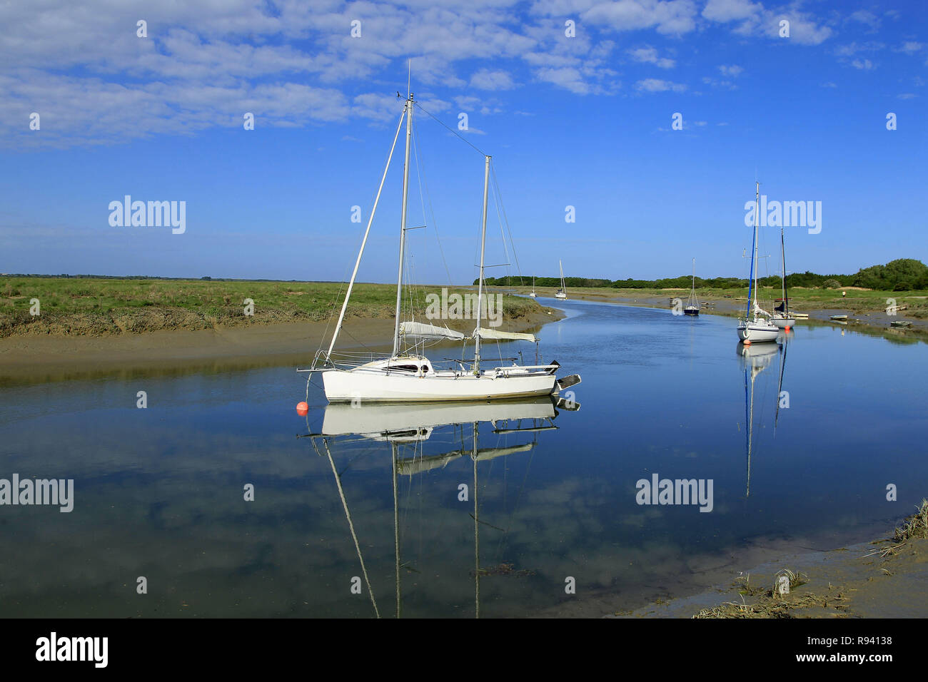 Sailing ships lying at anchor in the Bay of Authie (northern France ...
