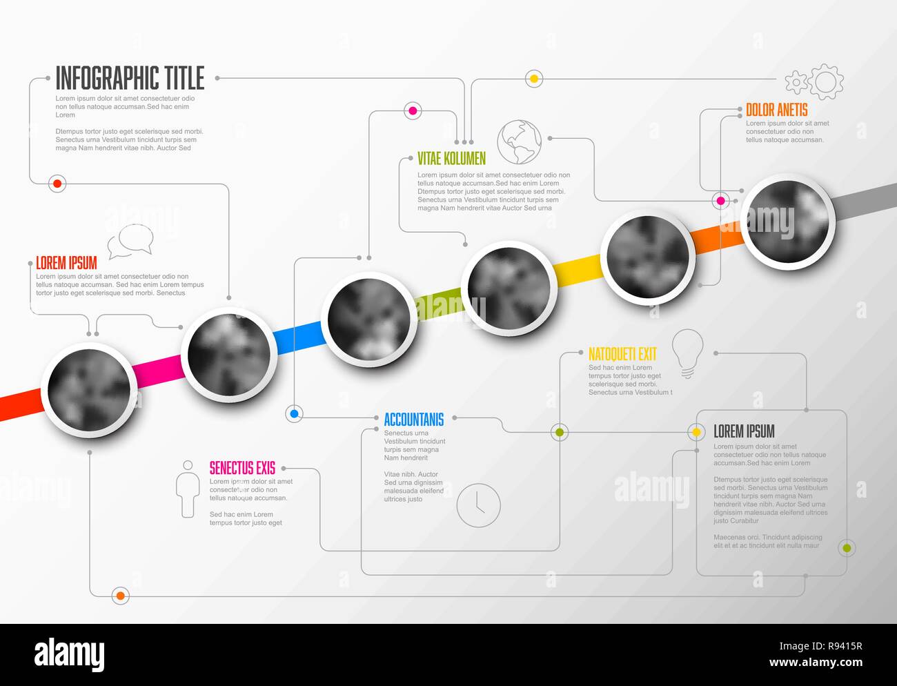 Vector Infographic Company Milestones Timeline Template with circle ...