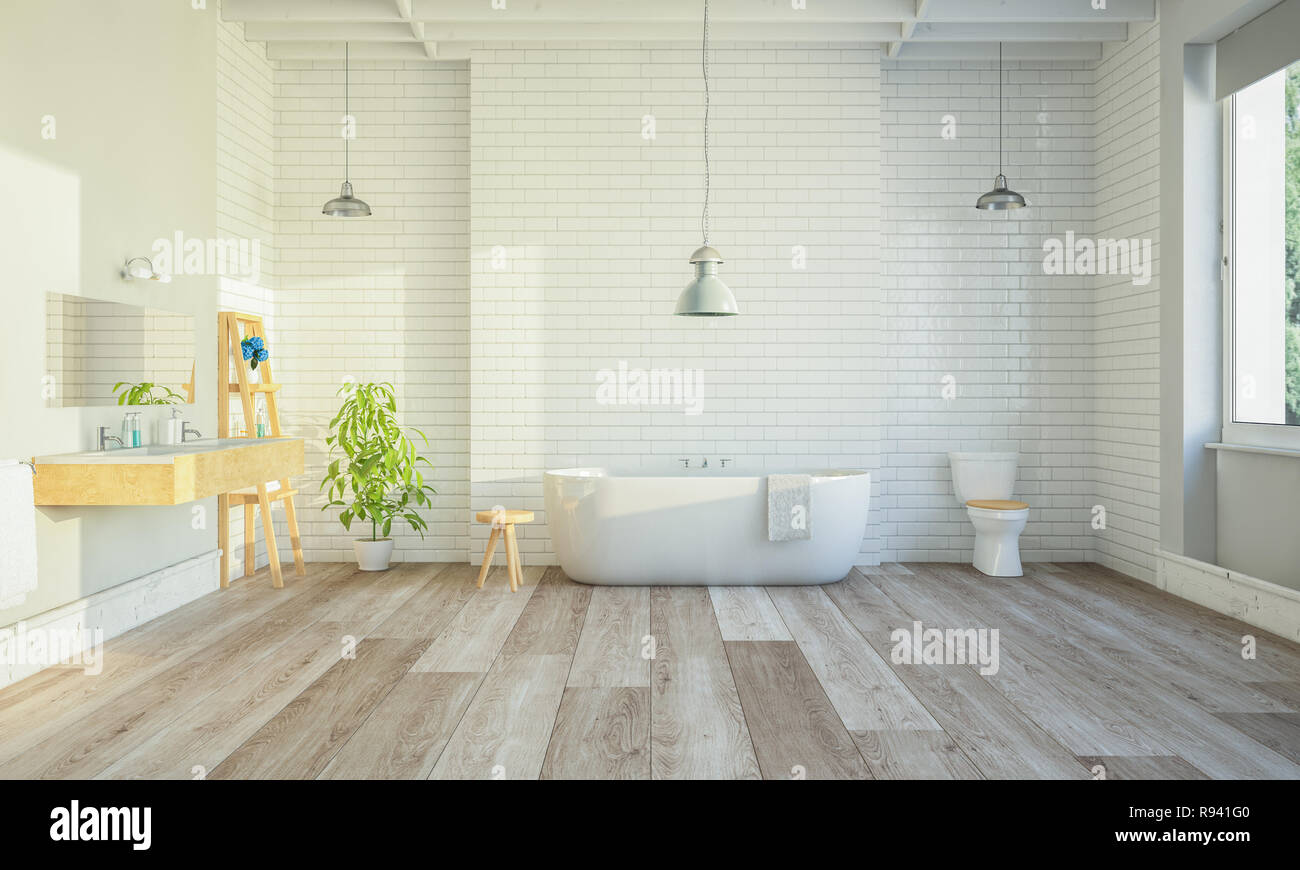 modern bathroom 3d rendering Stock Photo - Alamy