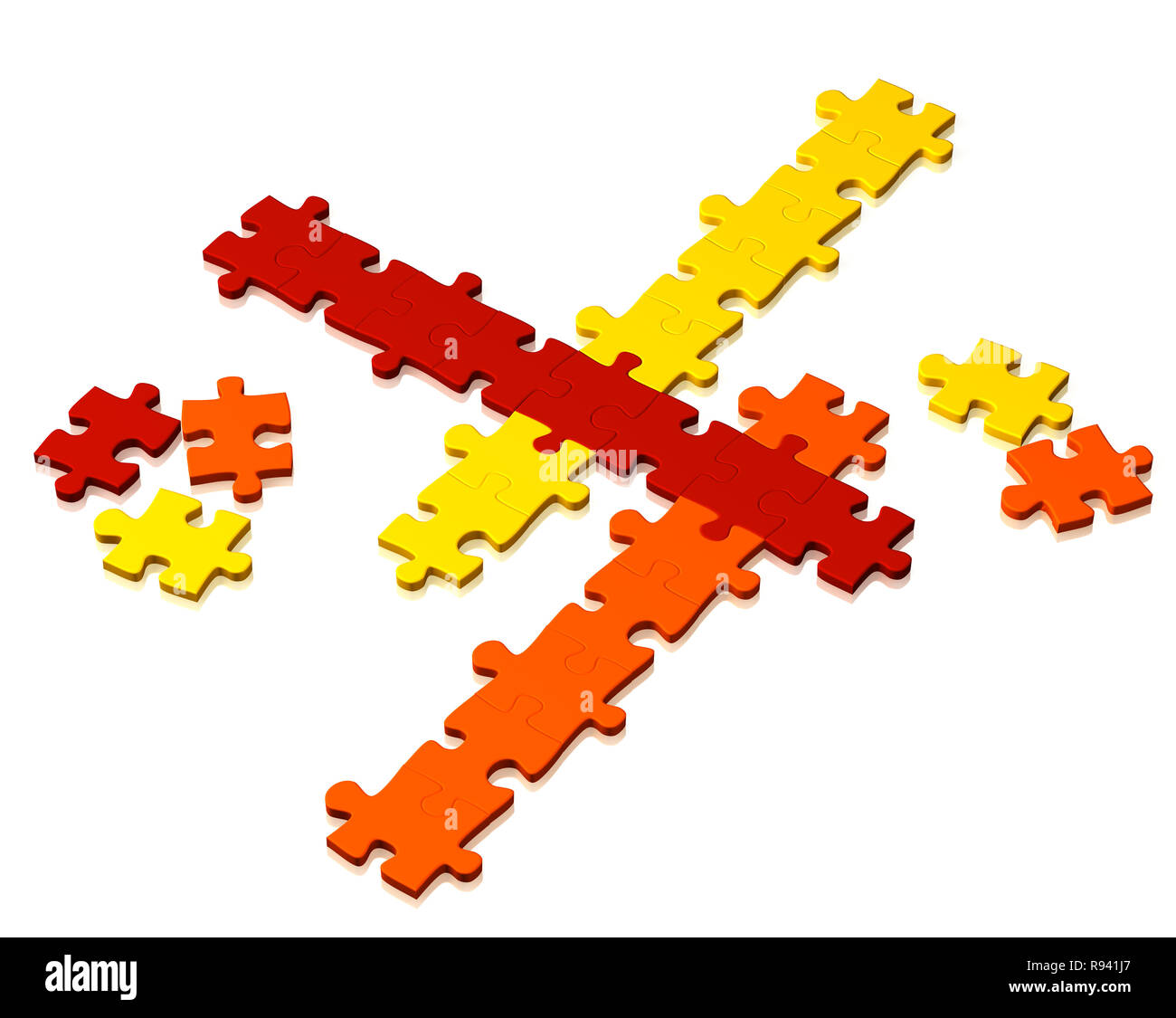 Many parts of a puzzle. Objects isolated over white Stock Photo - Alamy