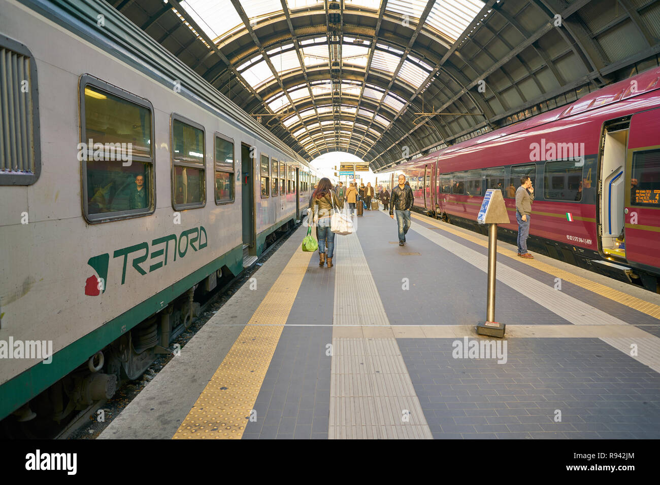 MILAN, ITALY - CIRCA NOVEMBER, 2017: train await departure in Milano ...