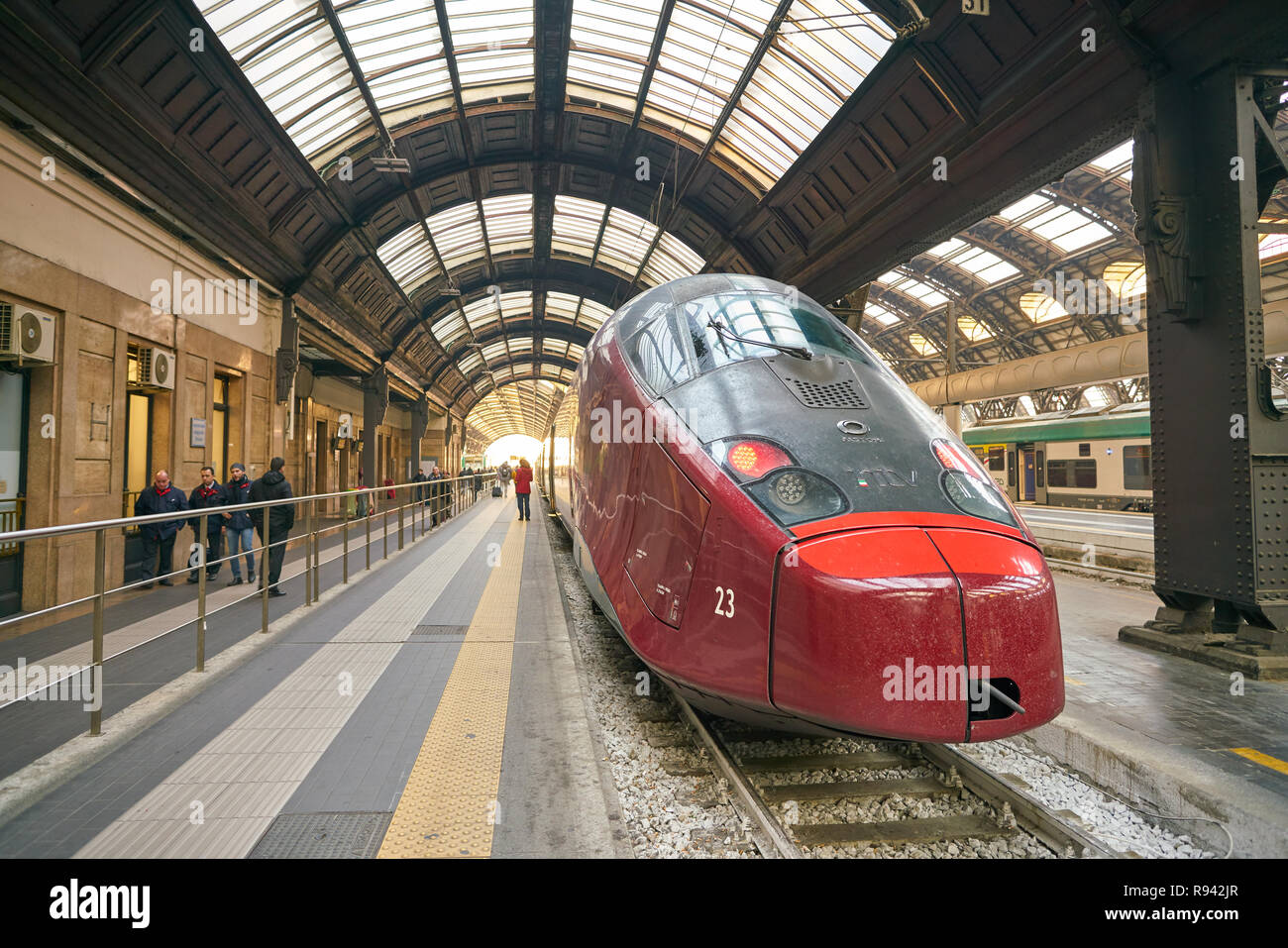 MILAN, ITALY - CIRCA NOVEMBER, 2017: train await departure in Milano ...