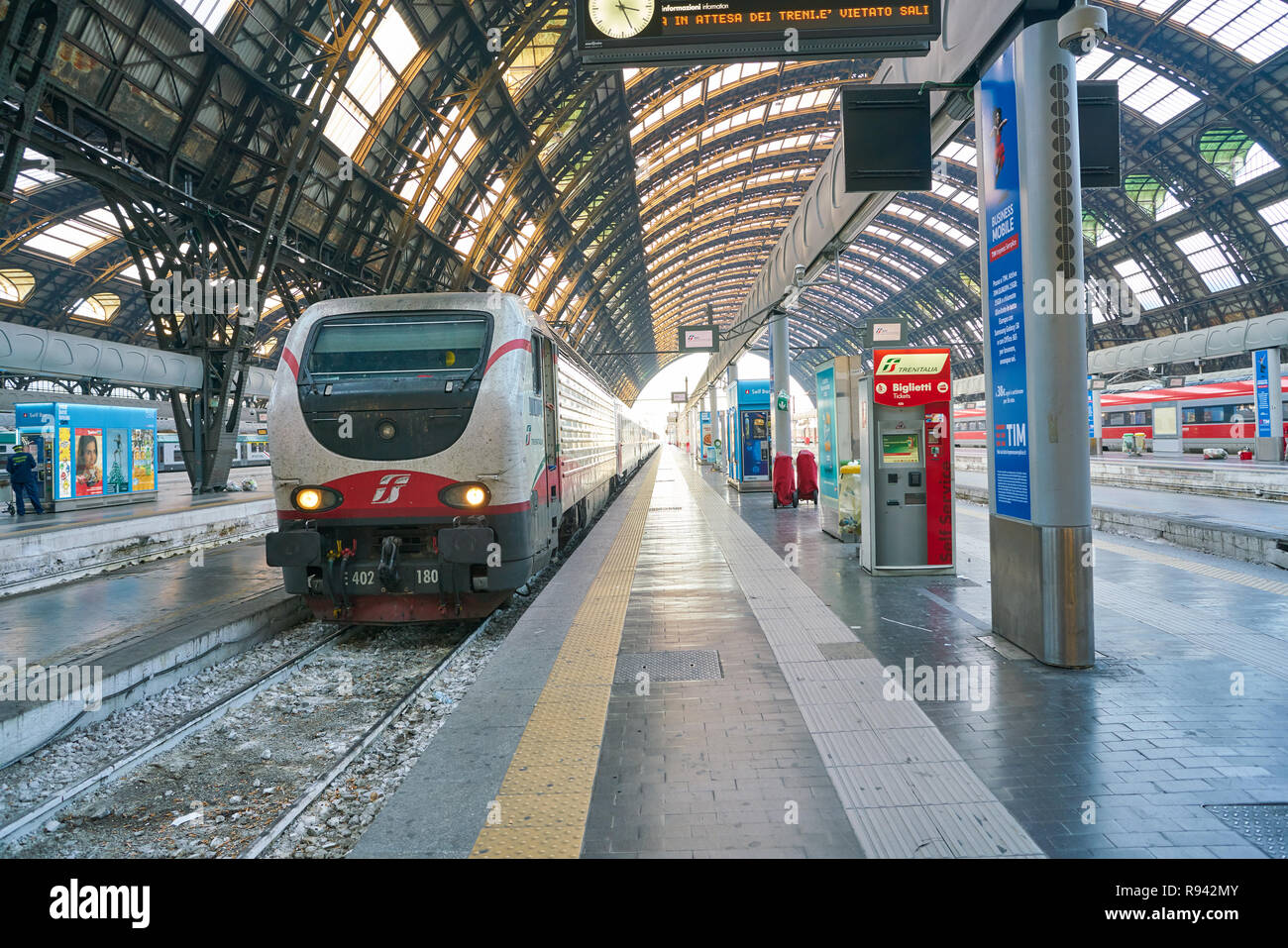 MILAN, ITALY - CIRCA NOVEMBER, 2017: train await departure in Milano ...