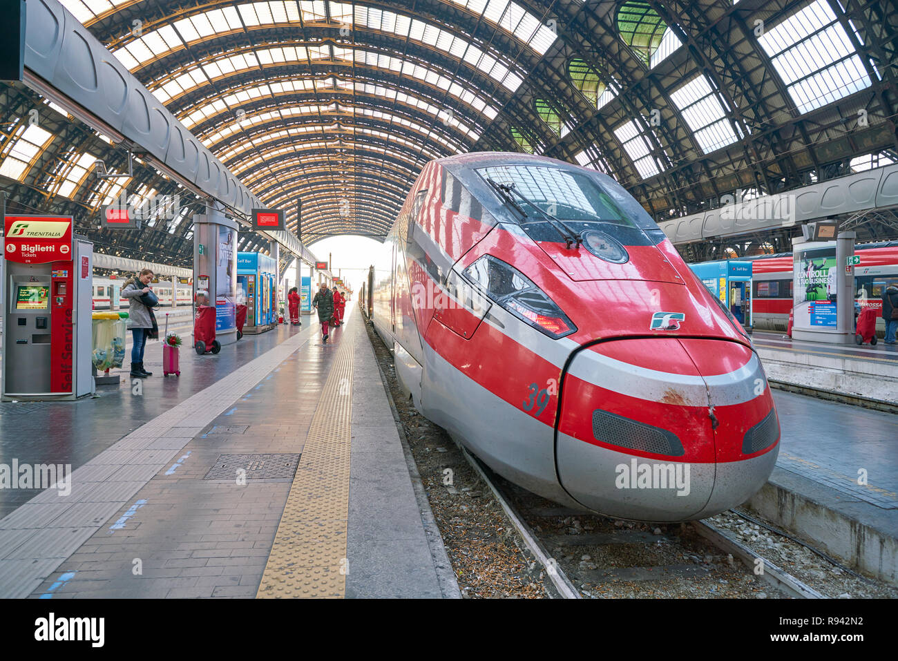 MILAN, ITALY - CIRCA NOVEMBER, 2017: train await departure in Milano ...