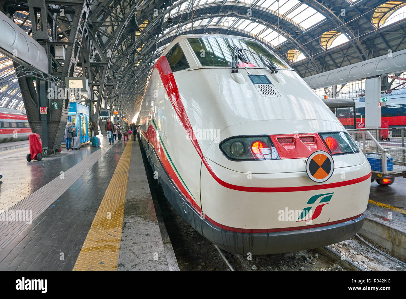 MILAN, ITALY - CIRCA NOVEMBER, 2017: train await departure in Milano ...