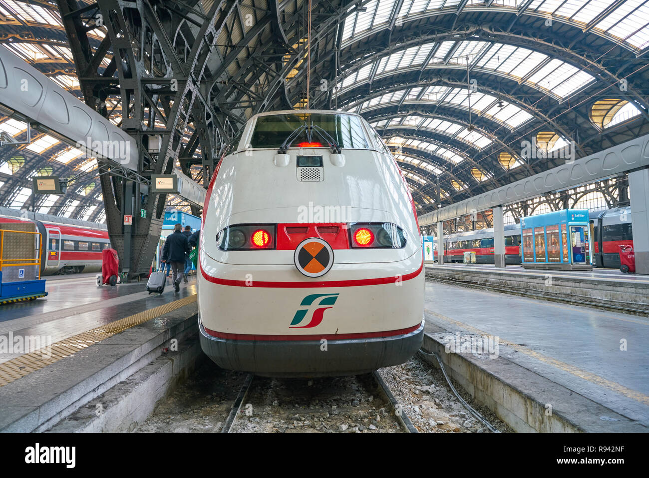 MILAN, ITALY - CIRCA NOVEMBER, 2017: train await departure in Milano ...
