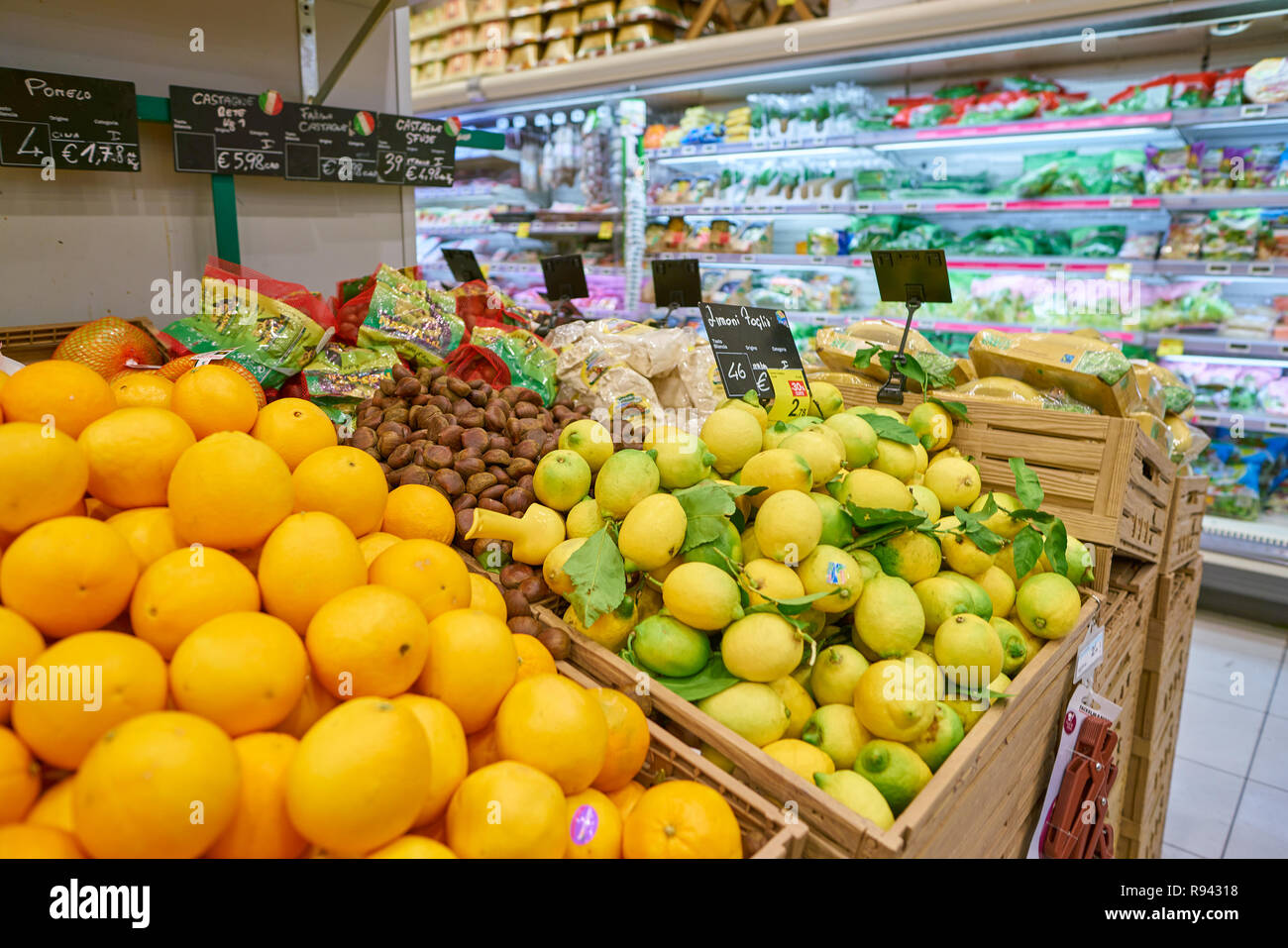 MILAN, ITALY - CIRCA NOVEMBER, 2017: inside Carrefour store in Milan ...