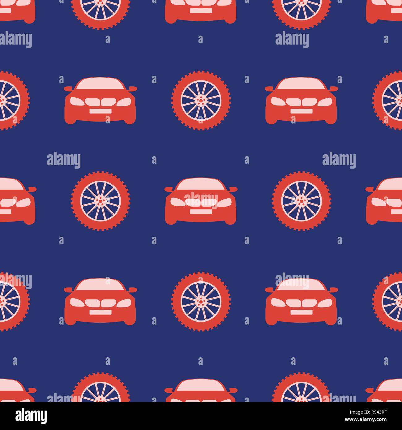 Seamless pattern with cars and wheels. Automotive background. Transport ...