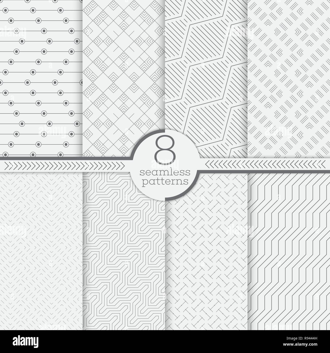 Set of eight seamless patterns. Modern stylish textures. Regularly ...