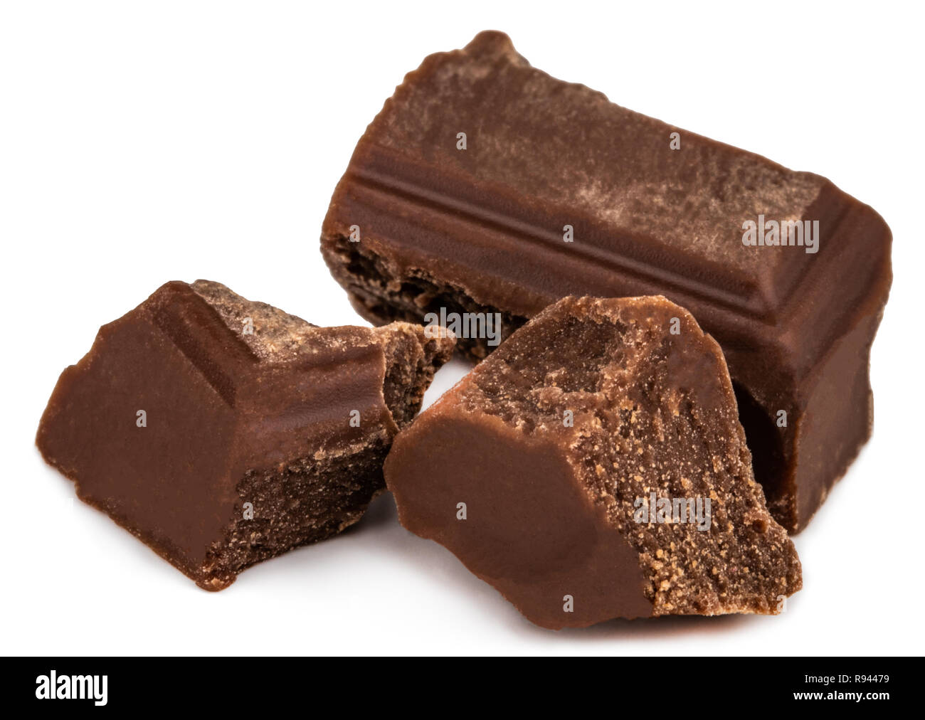 Broken chocolate pieces isolated on white background Stock Photo - Alamy