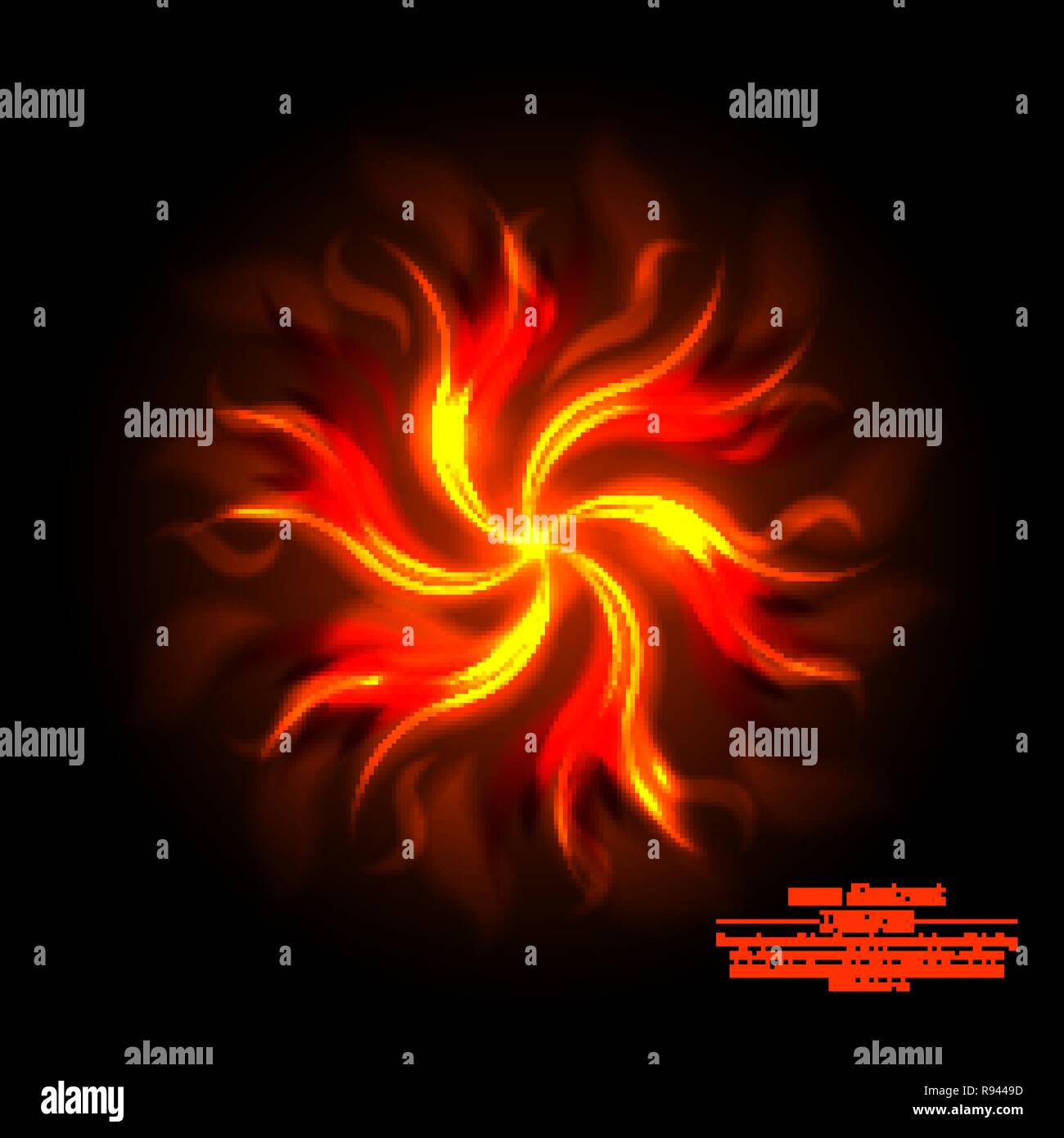 Fiery abstract background. The turning tongues of flame on a black ...