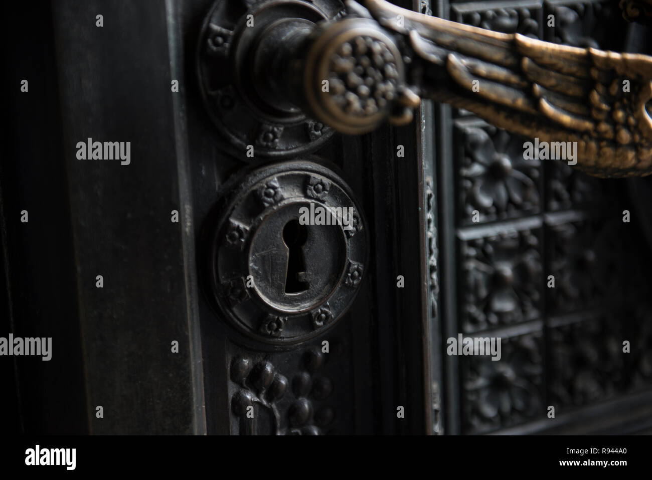 Keyhole of an ancient church door looks stunning in this closeup. The ...