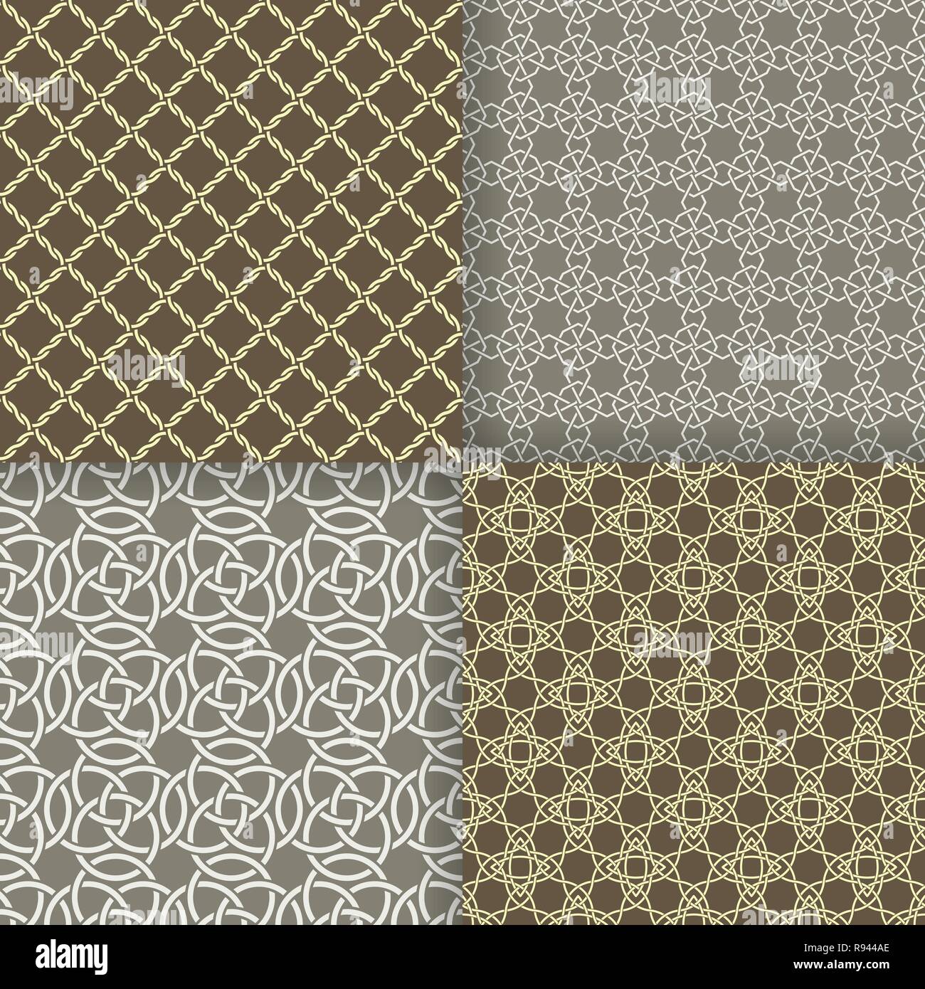 Set of vector seamless patterns. Modern geometrical textures with with crossed geometriс shapes ...