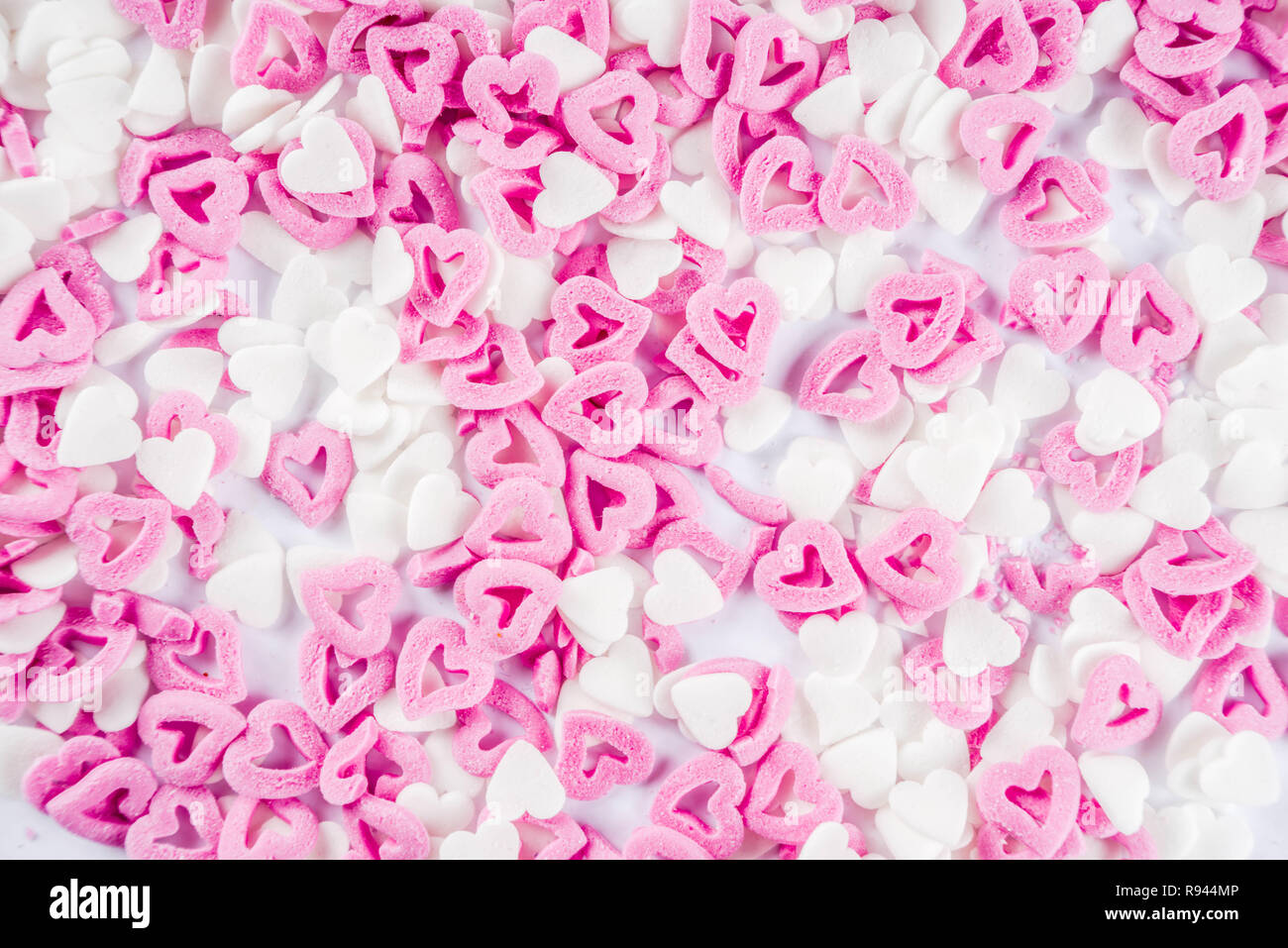 Valentine's sweets background, white background with sugar hearts sweet ...